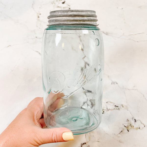 Vintage Zinc Ball Mason Jar Lids with Ceramic Inserts - Mason Jar Merchant