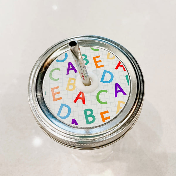ABC Easy as 1-2-3 Mason Jar Straw Lid – Rainbow Alphabet on Graph Paper ...